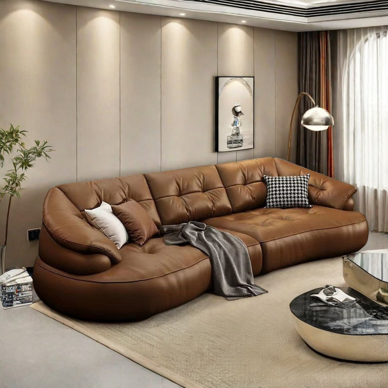 Italian Light Luxury Simple Sofa Brown